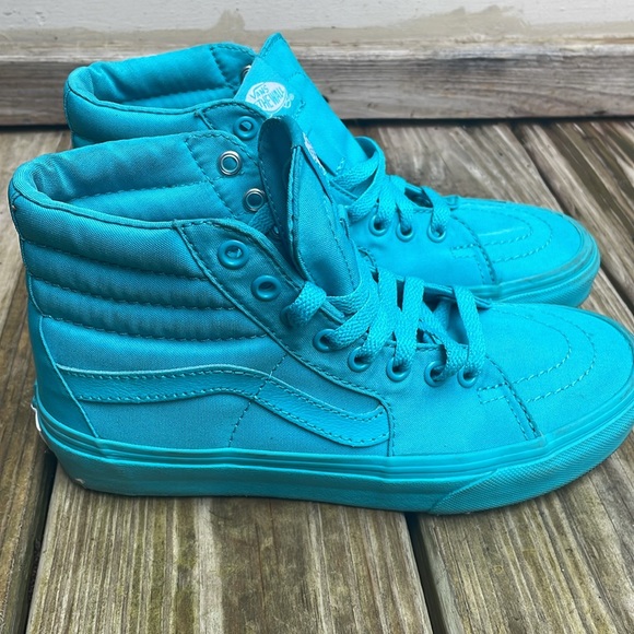 Vans | Shoes | Vans High Top Teal Blueturquoise Skater Sneakers M5w 75 ...
